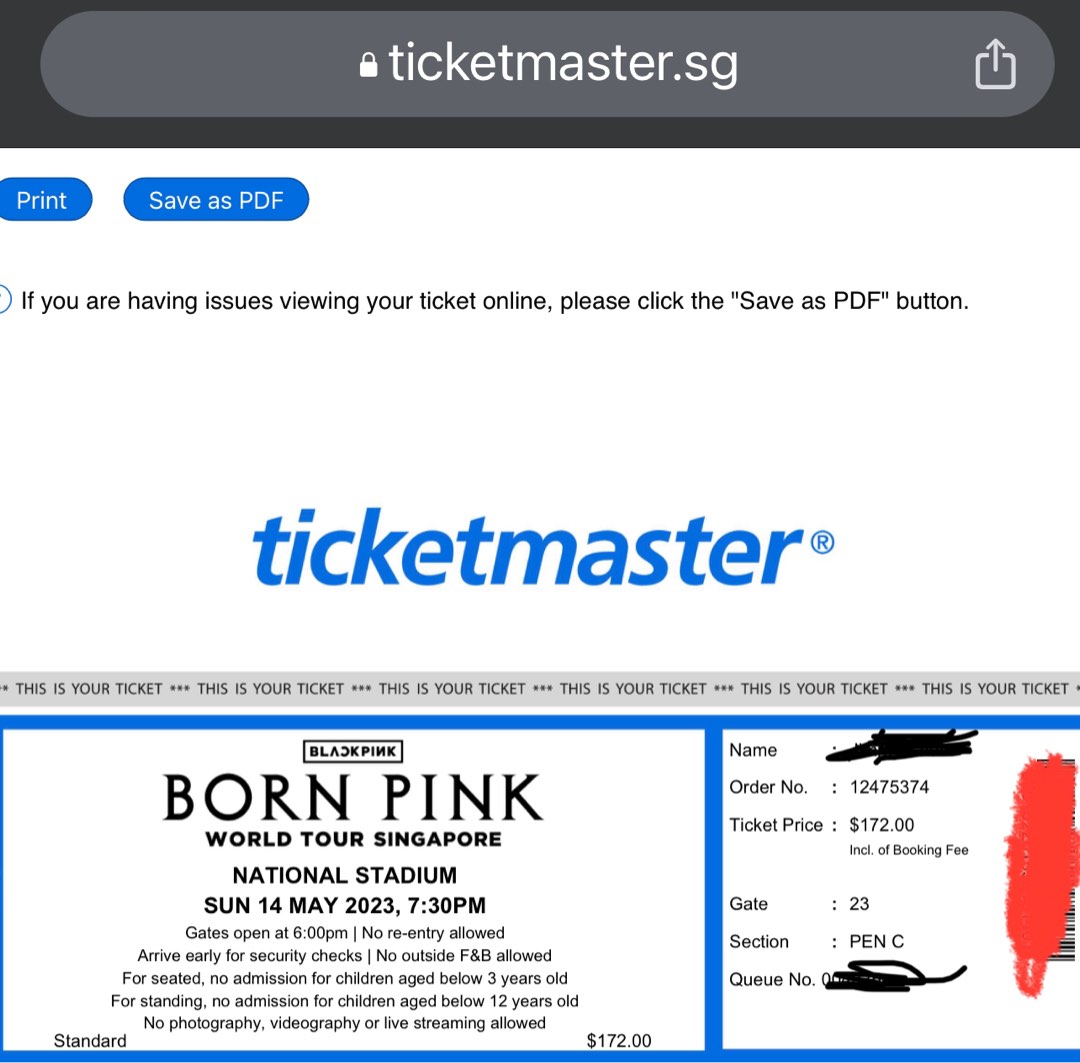 2 x Blackpink Concert Tickets 14 May 2023 Cat 4 Pen C, Tickets ...