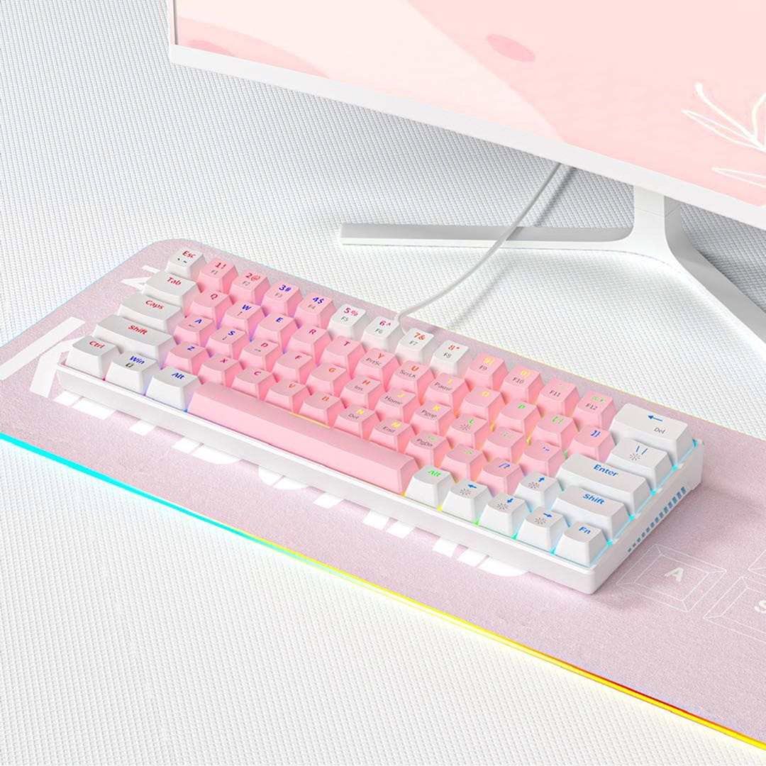 64 Keys Mechanical Keybord Pink / Black, Computers & Tech, Parts ...