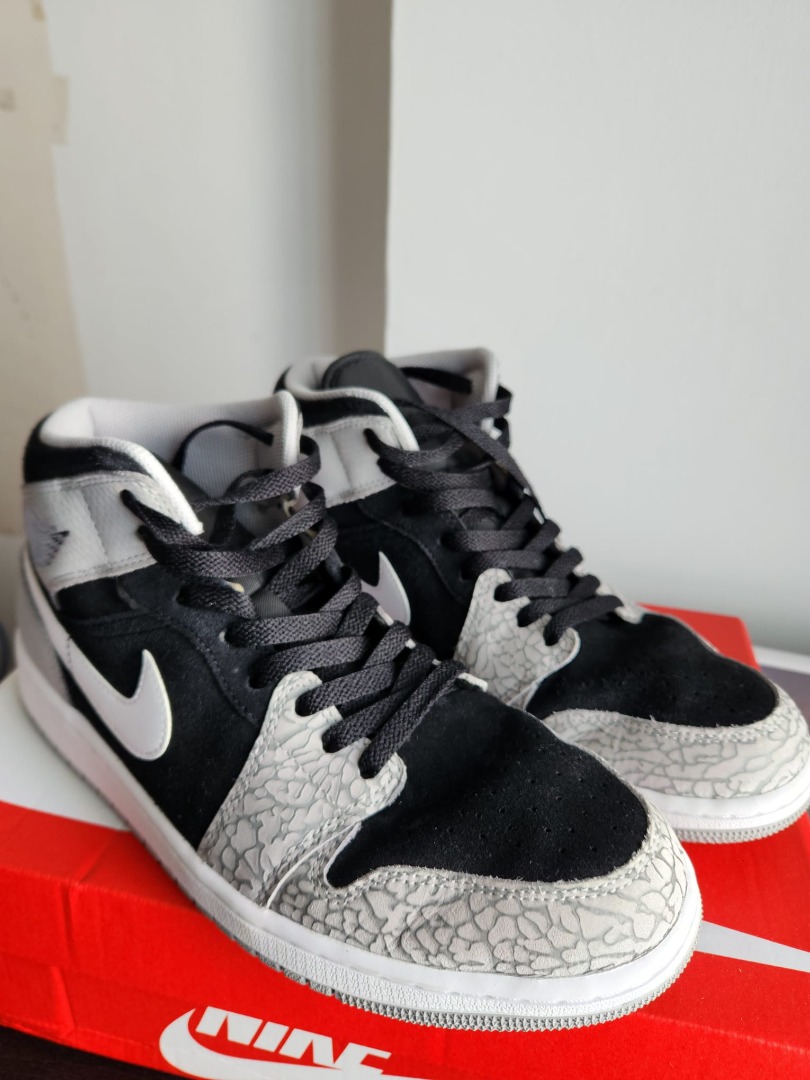 Nike Air Jordan 1 Mid 'Elephant Toe' - US 9.5, Men's Fashion, Footwear ...