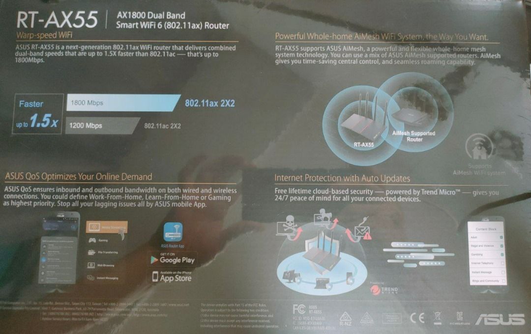 ASUS AX1800 WiFi 6 Router (RT-AX55) - Dual Band Gigabit Wireless Router ...