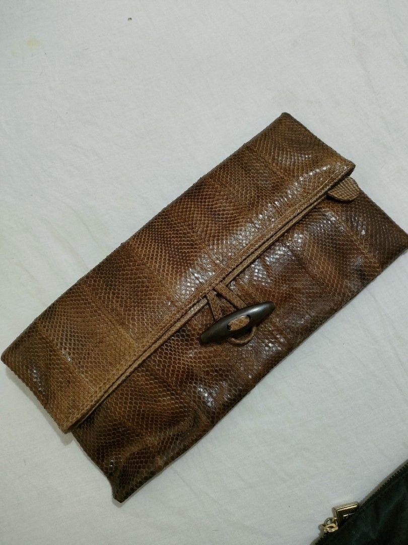 AUTHENTIC SNAKE SKIN CLUTCH, Women's Fashion, Bags & Wallets, Clutches ...