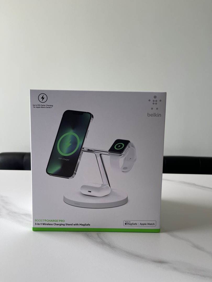Brand New Belkin Boost Charging Pro 3-in-1 Wireless Charging Stand with ...