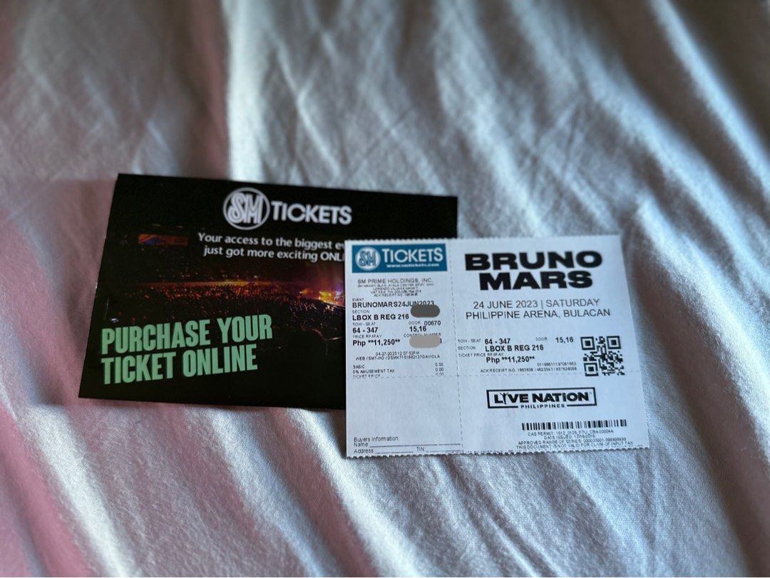 BRUNO MARS CONCERT TICKET (LBB REGULAR), Tickets & Vouchers, Event ...