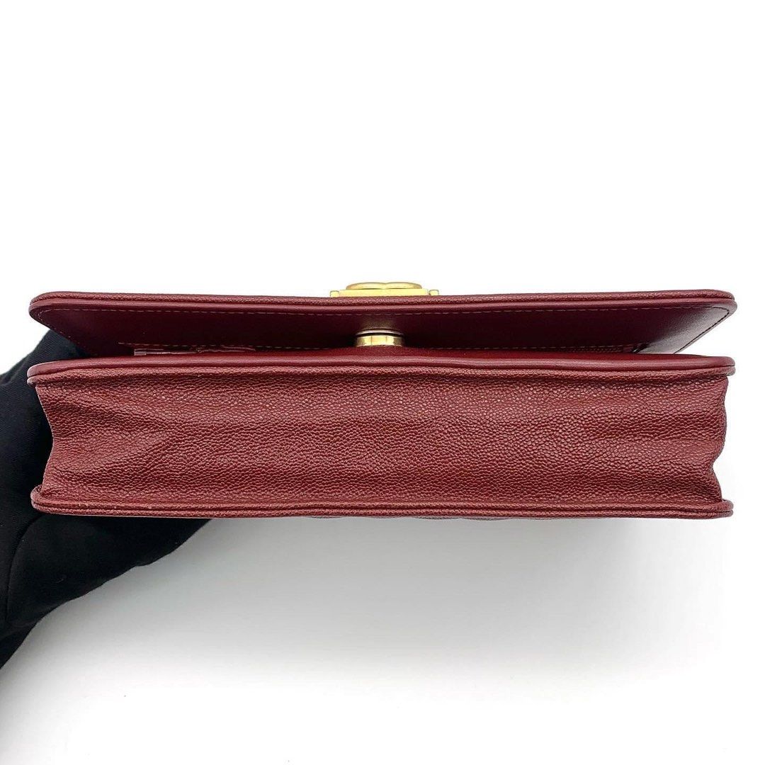 Chanel Boy WOC Caviar GHW Maroon, Luxury, Bags & Wallets on Carousell