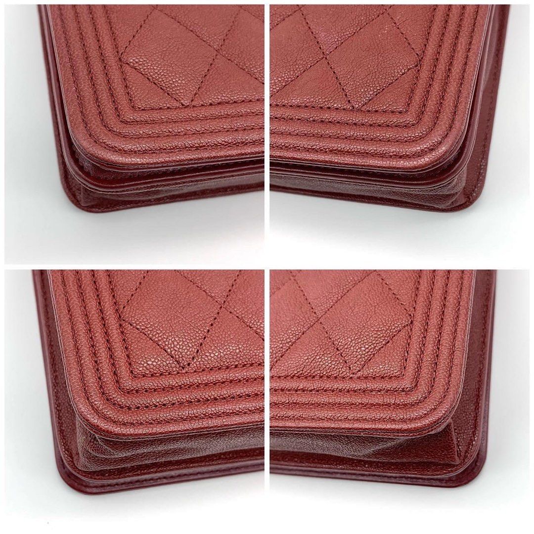 Chanel Boy WOC Caviar GHW Maroon, Luxury, Bags & Wallets on Carousell