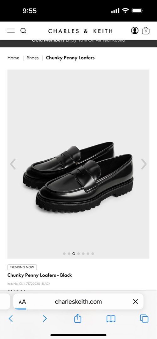 Charles & keith Chunky Penny Loafers in black, Women's Fashion ...