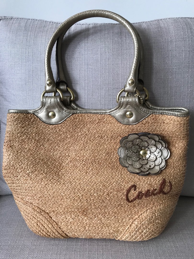 Coach Straw Bag, Women's Fashion, Bags & Wallets, Beach Bags on Carousell