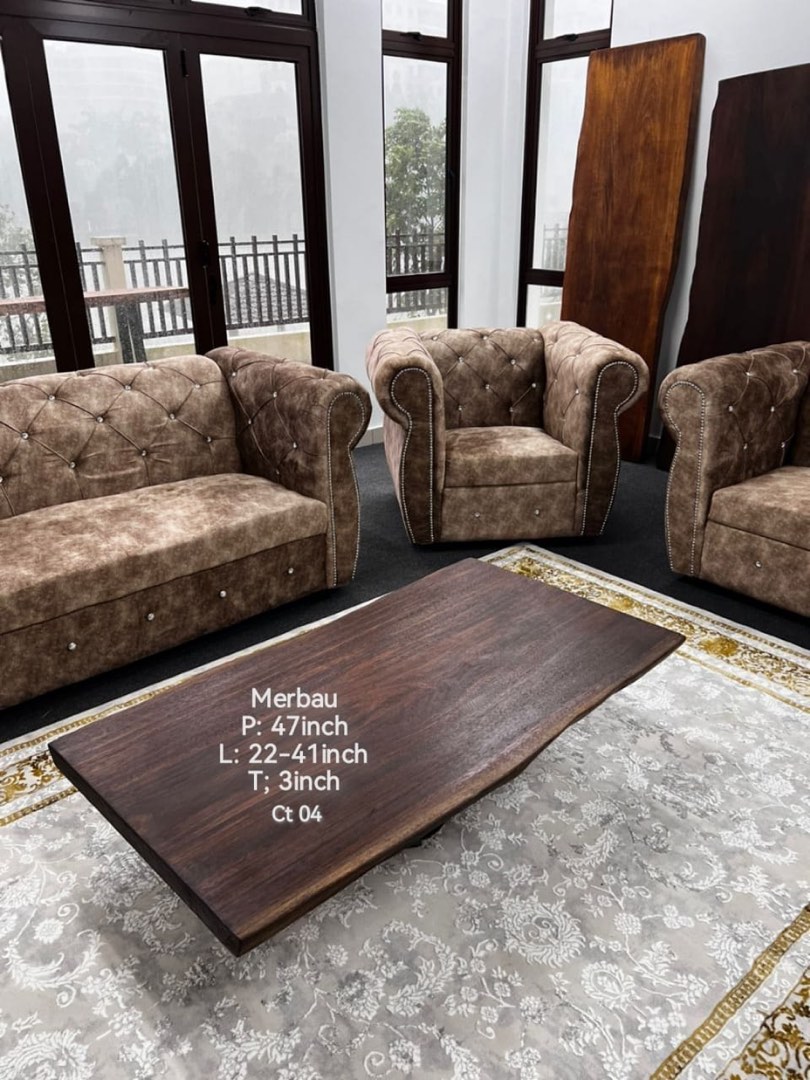 Coffee table merbau slab wood, Furniture & Home Living, Furniture ...