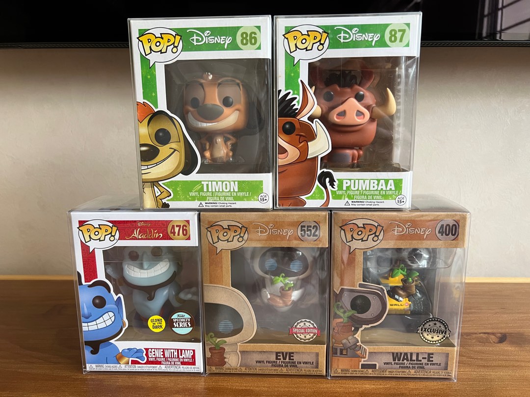 Disney funko pop Timon pumbaa genie wall-e eve, Hobbies & Toys, Toys ...