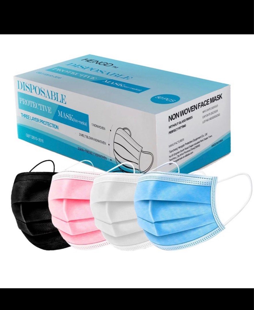 Disposable Mask 50 pcs, Health & Nutrition, Face Masks & Face Shields ...