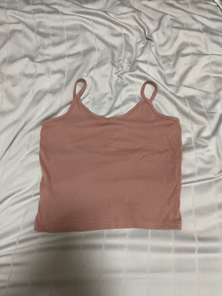 Dusty Pink Low Back Crop Tank Top, Women's Fashion, Tops, Sleeveless on ...