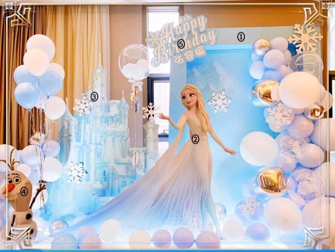 Elsa Frozen birthday backdrop, Hobbies & Toys, Stationery & Craft ...