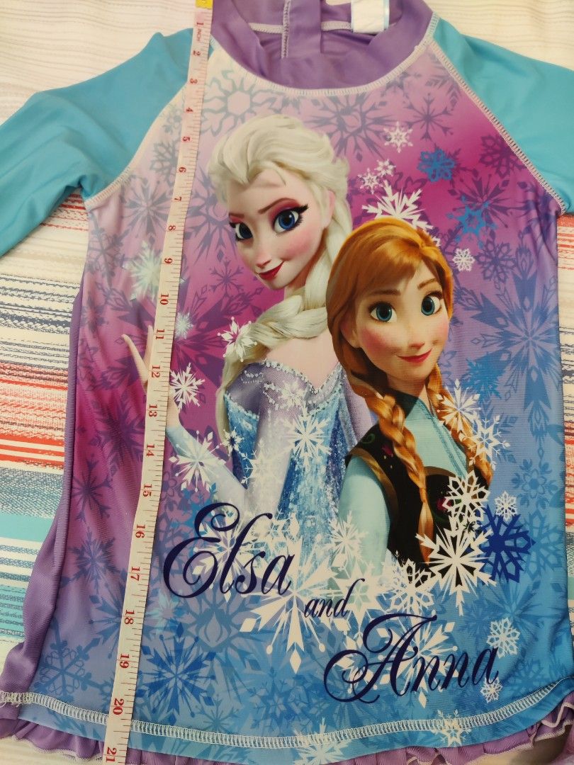 Frozen (Elsa and Anna) long sleeves rash guard for girls (top) on Carousell
