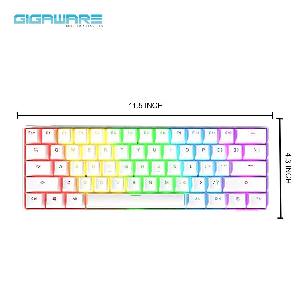 Gigaware STK61 Mechanical Keyboard Wireless Dual-Mode Bluetooth Type C RGB Rainbow Keyboard ...