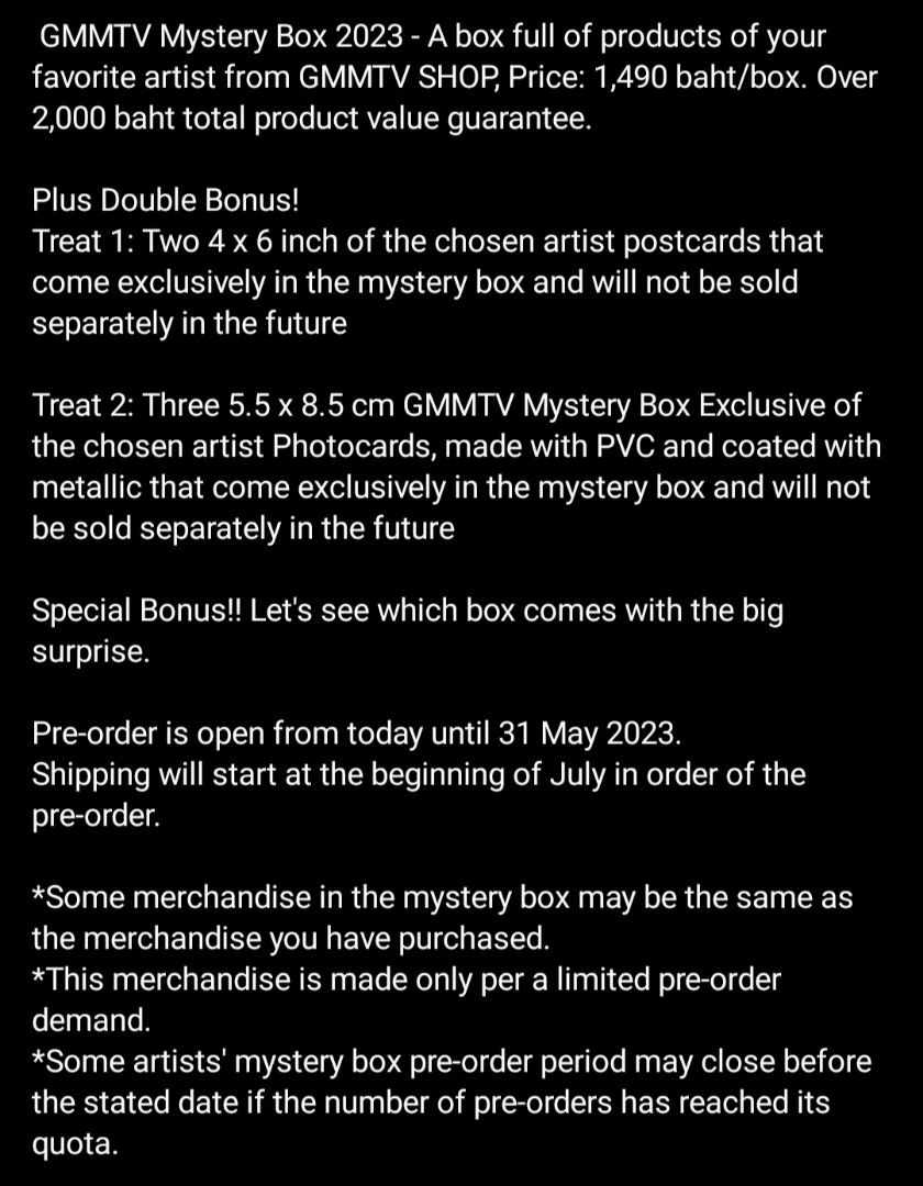 GMMTV mystery box grp order, Hobbies & Toys, Memorabilia & Collectibles, Fan Merchandise on ...