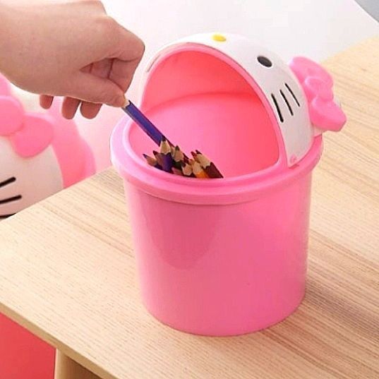 Hello Kitty Tabletop Trash Bin Desktop Trash Can Dustbin Waste Bin ...