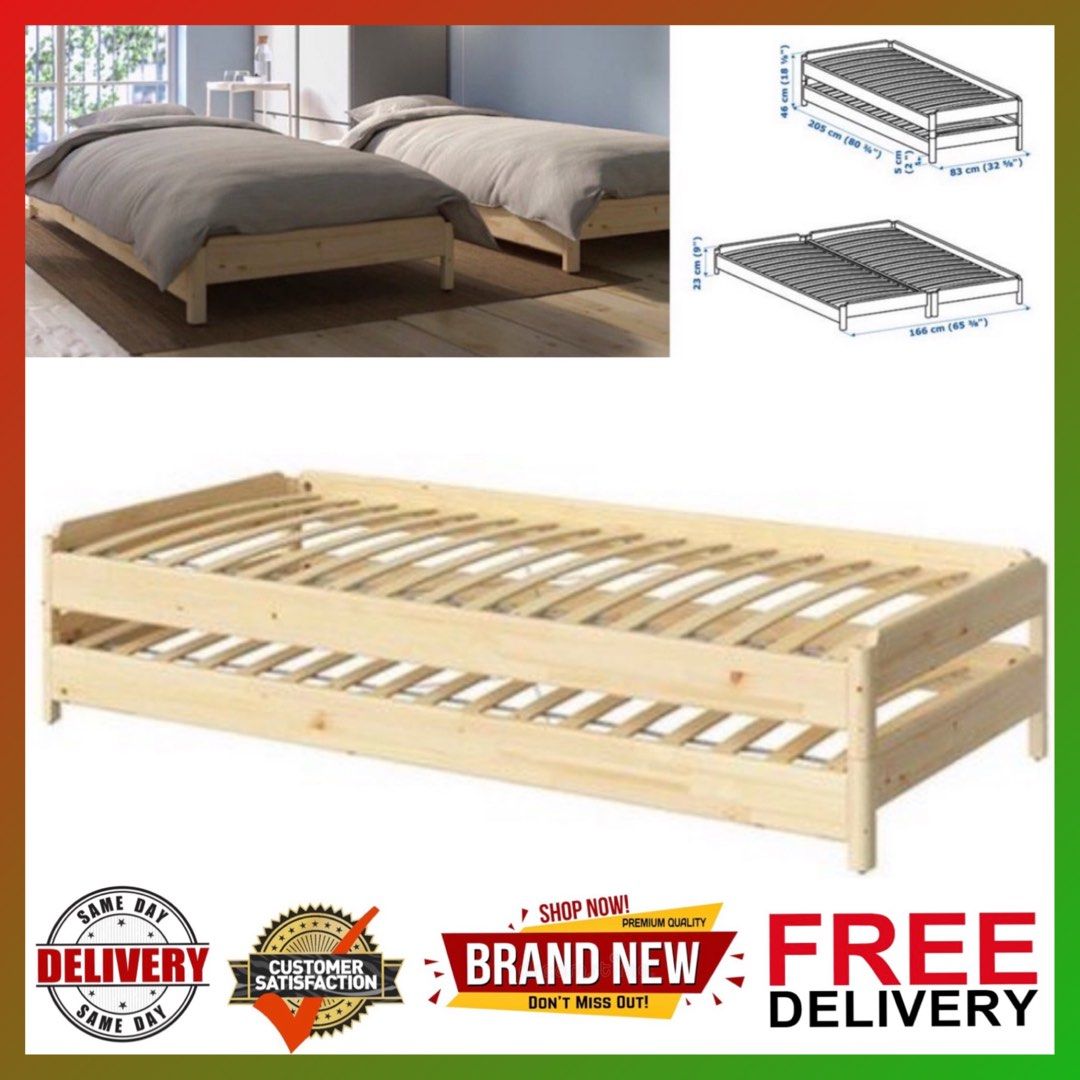 stacked Bed frame mattress sold separately, UTAKER Stackable bed Malm ...