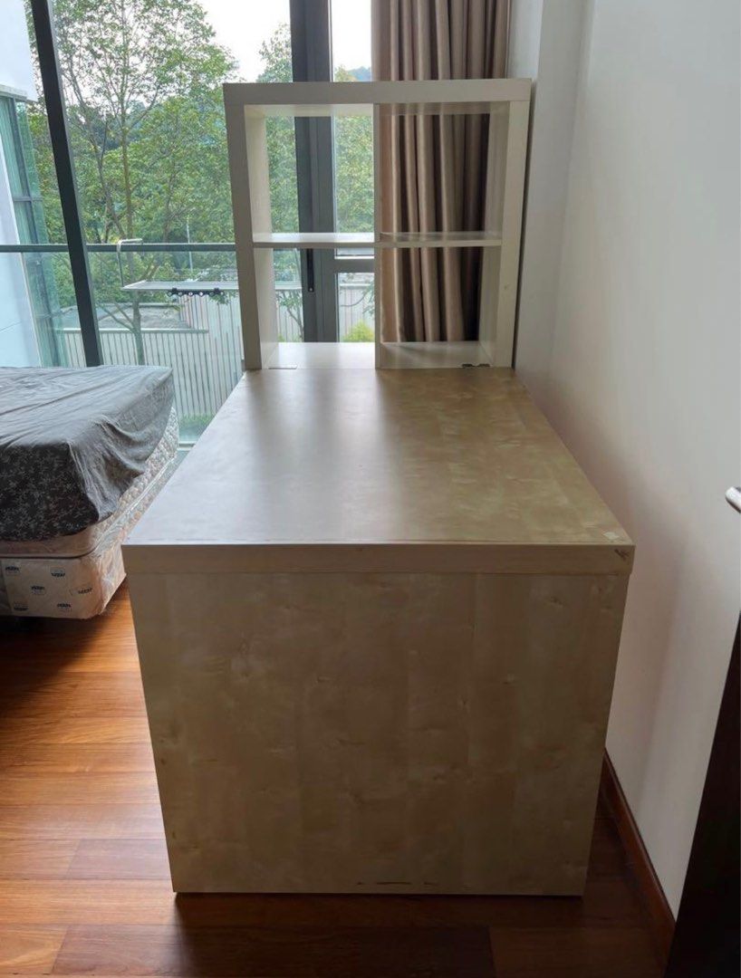 IKEA Study Table + Kallax Shelves, Furniture & Home Living, Furniture ...