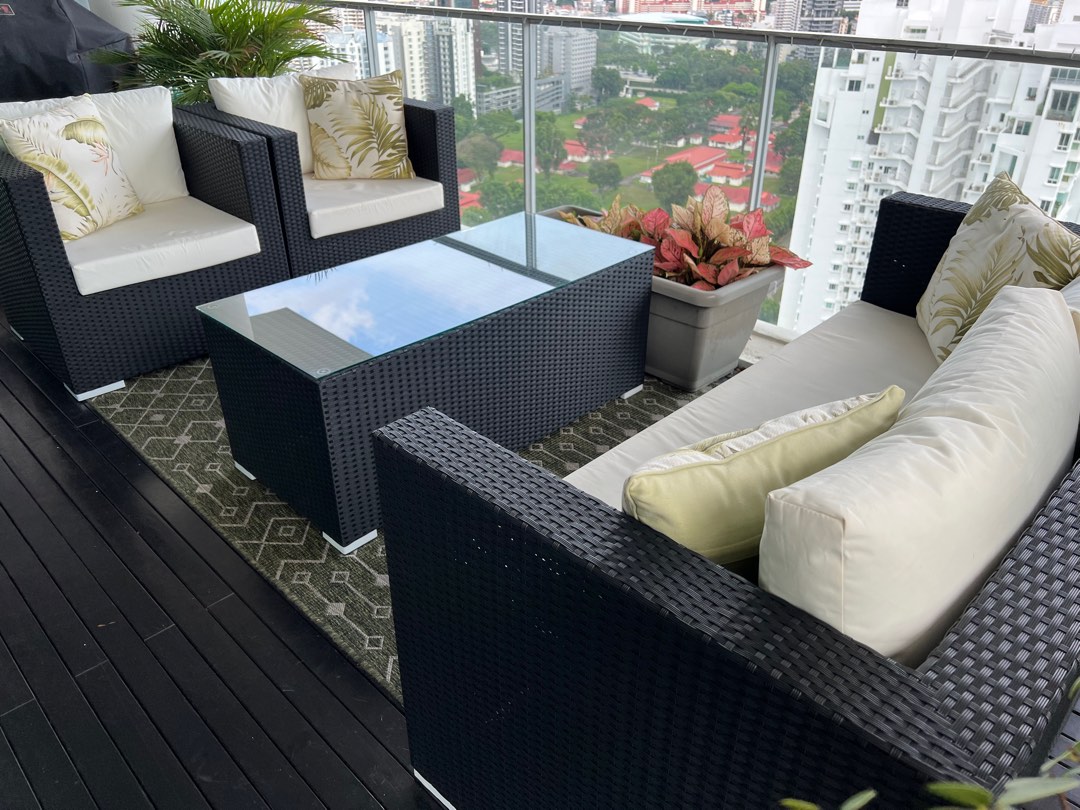 Large outdoor living set with Singapore Trading Post Cushions ...