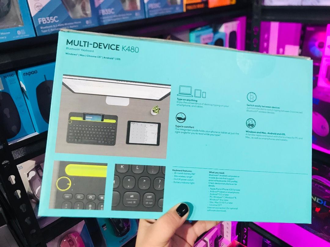 Logitech K480 Bluetooth Multi Device Keyboard Black Computers And Tech Parts And Accessories