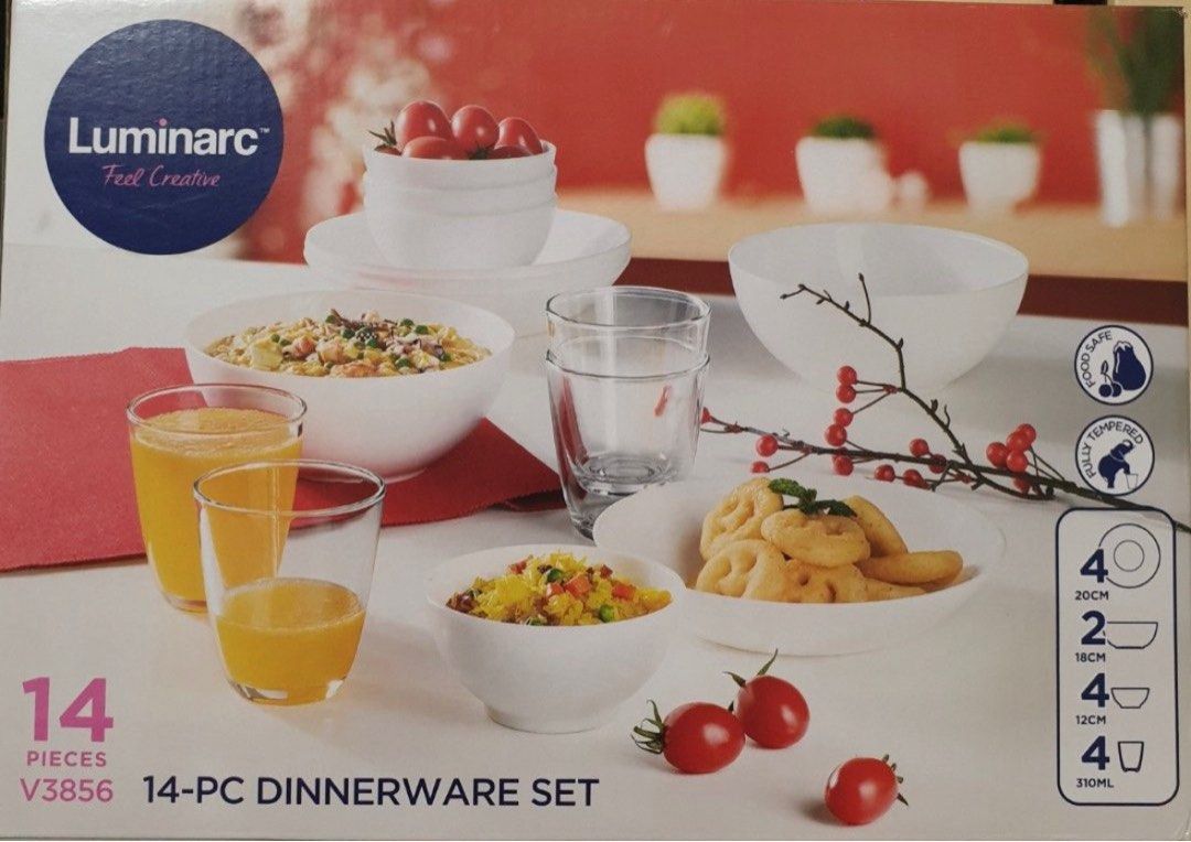 Luminarc 14 Piece Dinnerware Set, Furniture & Home Living, Home Decor ...