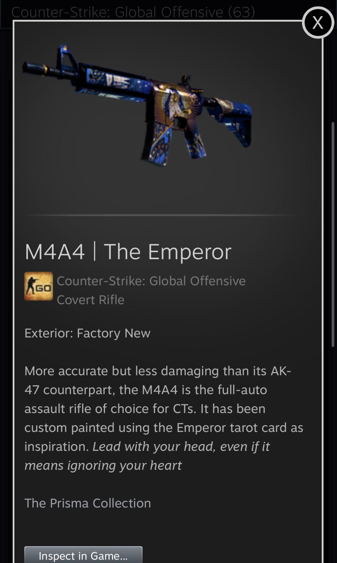 CSGO M4A4 The Emperor FN, Video Gaming, Gaming Accessories, In-Game ...