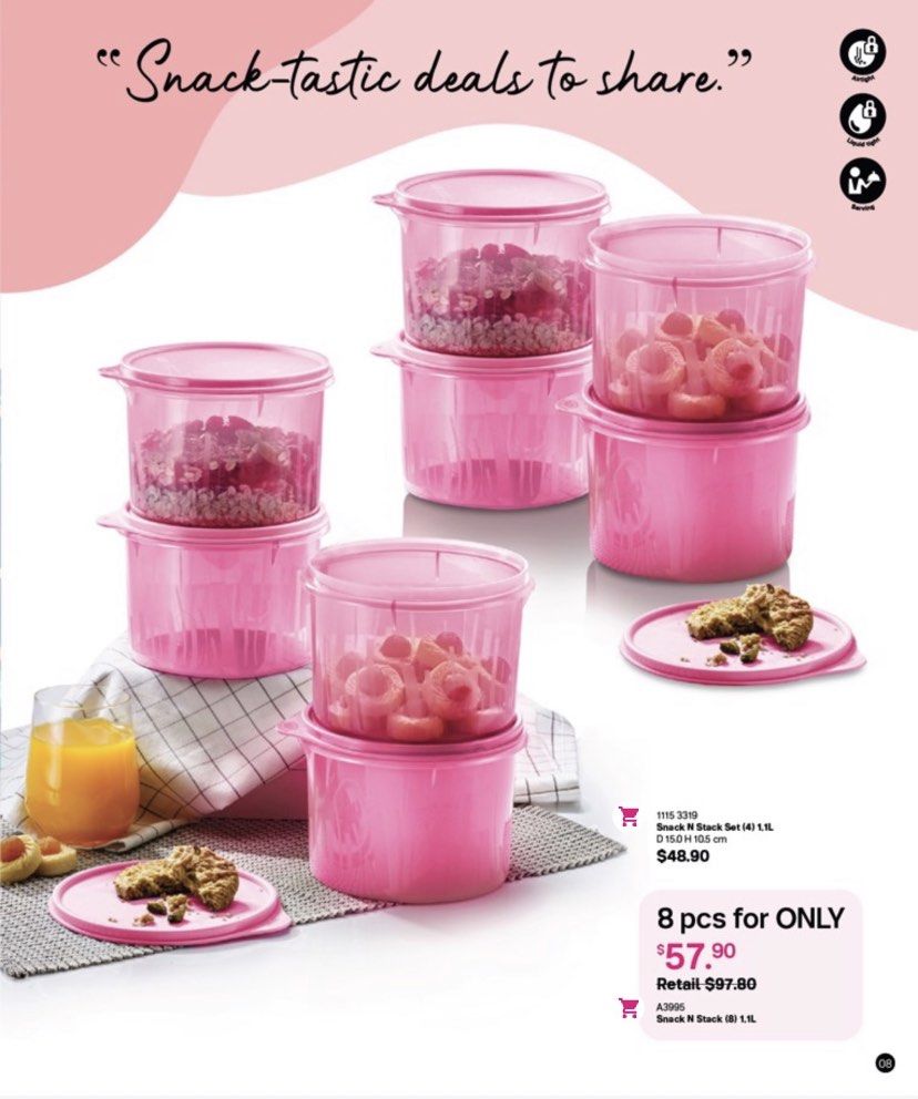 ⭐️May 23 Tupperware Snack N Stack Set, Furniture & Home Living, Kitchenware & Tableware, Food ...
