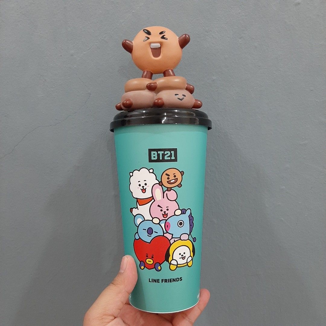 MBO x BT21 BTS Shooky Tumbler Drinking Cup with Shooky Topper, Hobbies & Toys, Collectibles ...
