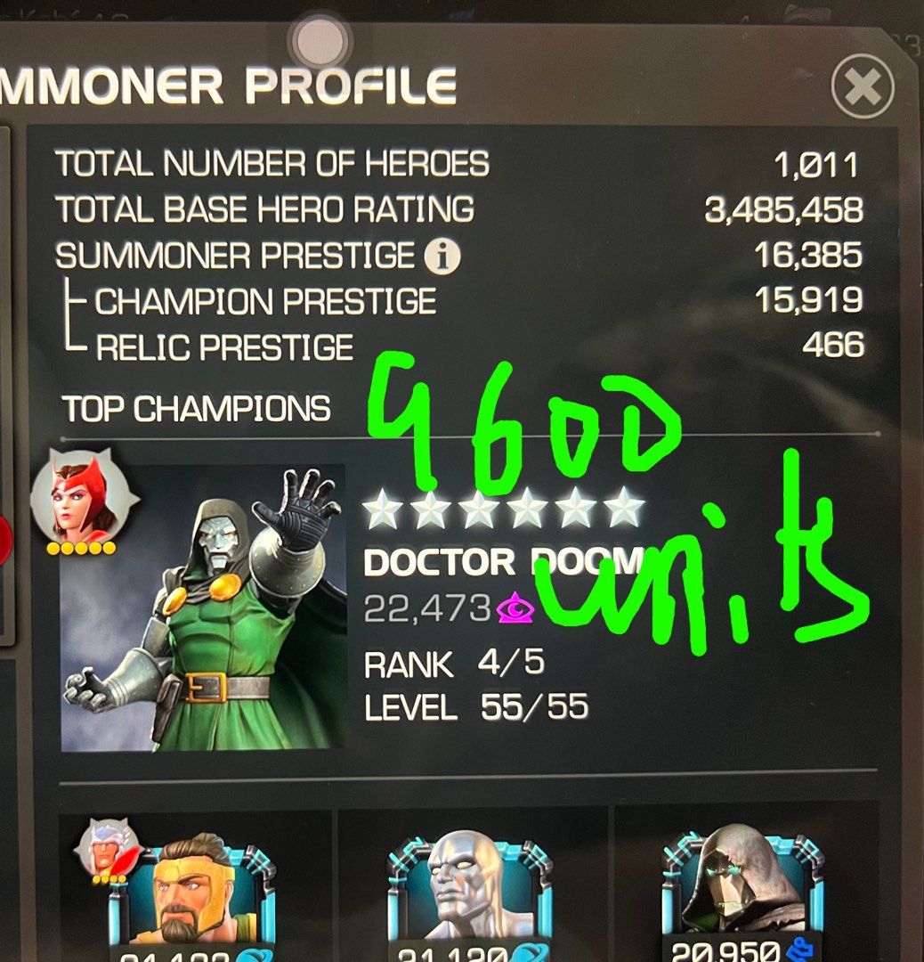 MCOC (updated Prestige 16385) + 9800units, Video Gaming, Video Games ...