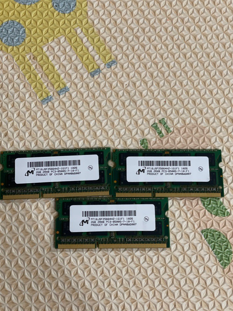 Micron PC3-8500S 2GB Laptop RAM x 3, Computers & Tech, Parts ...