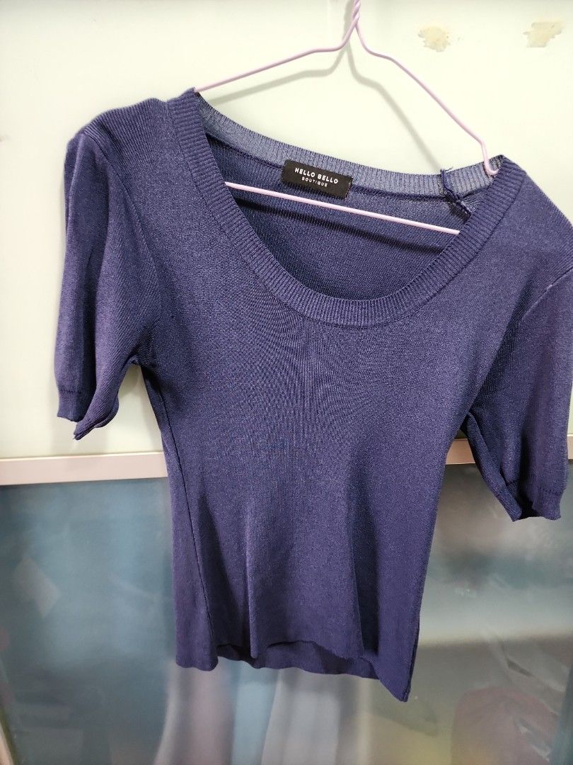 Navy Mesh Top, Women's Fashion, Tops, Blouses on Carousell