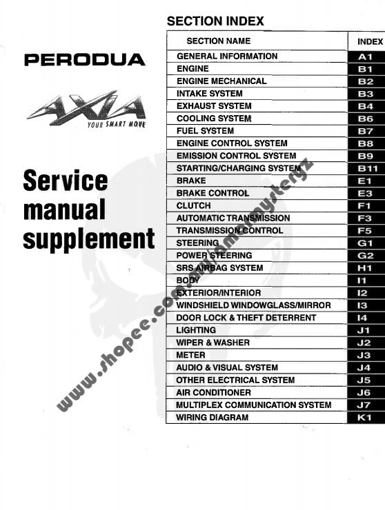 Perodua Axia B200 & D88N Supplement 2013 - 2021 Factory Service Manual ...