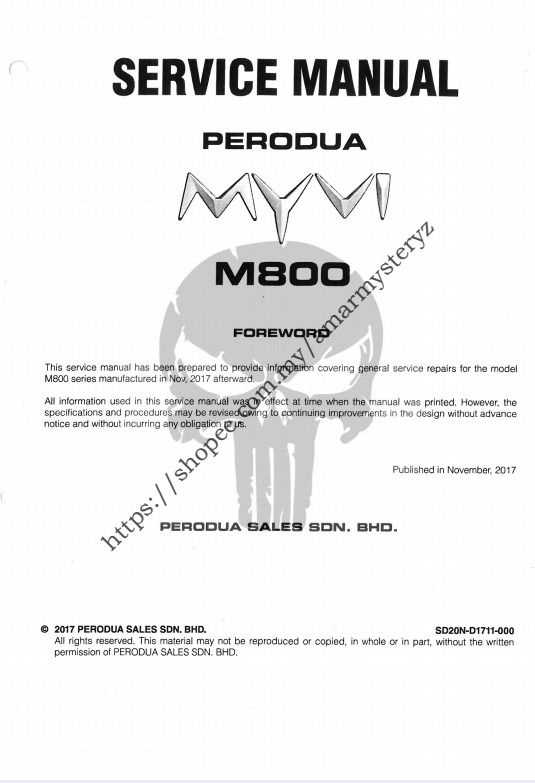 Perodua Myvi M800 2017 - 2021 Workshop Repair Service Manual, Services ...