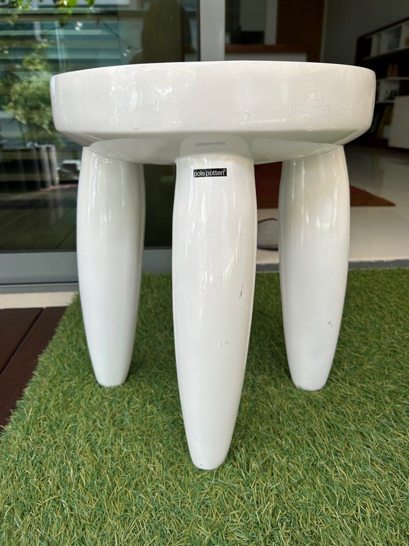 Used Pols Potten Senofo Stool/Side Table in white, Furniture & Home ...