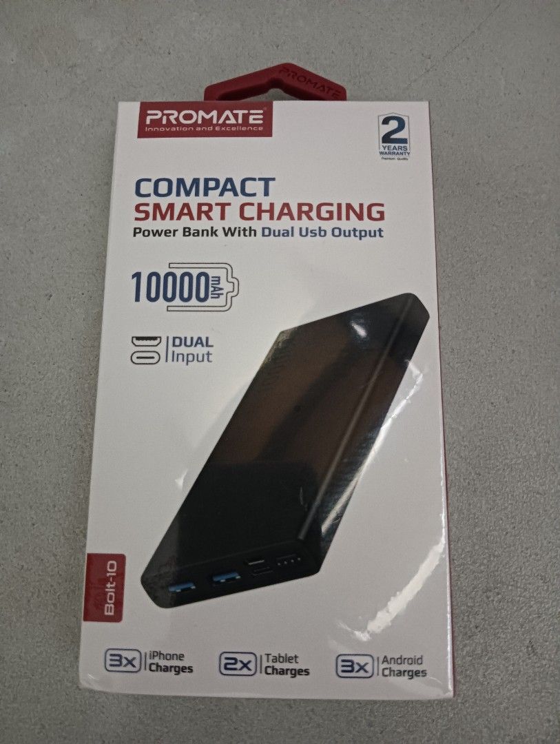 Promate Compact Smart Charging 10,000mah Original Powerbank, Mobile ...