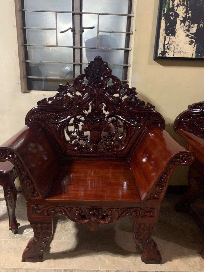 Pure Narra Wood Sala Set, Furniture & Home Living, Furniture, Chairs on ...