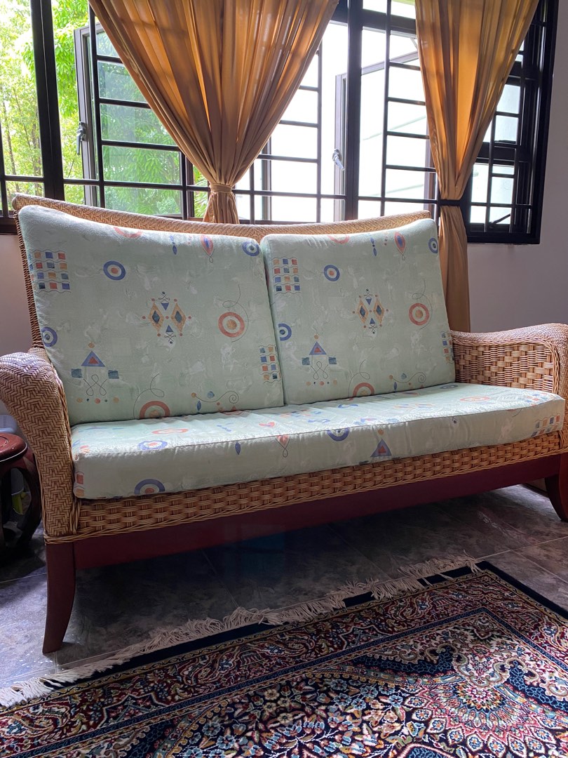 Ratan Sofa + Dining Table & Chair + Coffee Table + Side Table ...