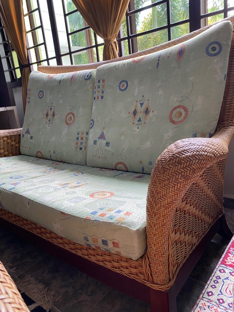 Ratan Sofa + Dining Table & Chair + Coffee Table + Side Table ...