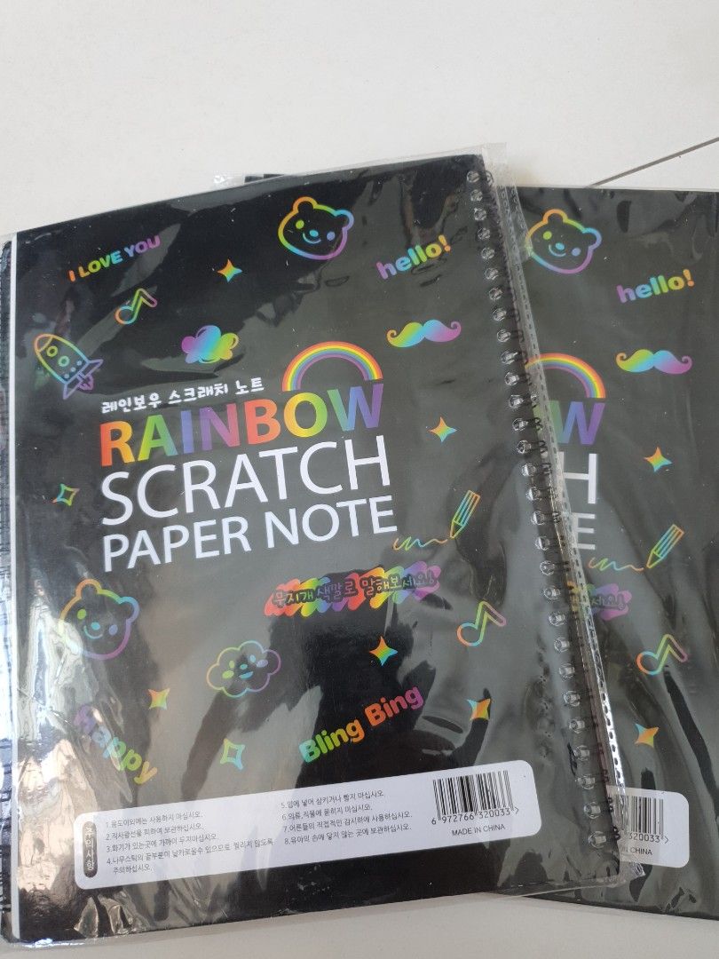 Set of 4 Sealed brand new rainbow scratch paper note, Hobbies & Toys ...