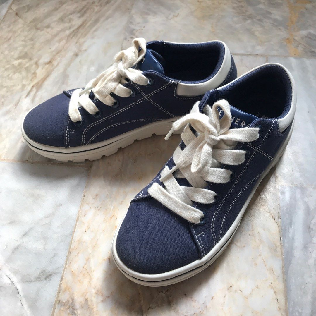 Skechers Platform Street Cleat Bring It Back Blue Navy Sneakers Shoes ...