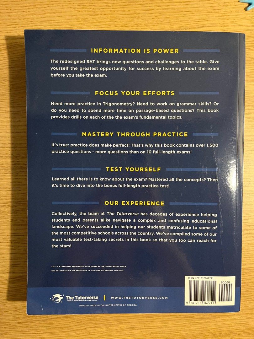 The Tutorverse SAT 2022 Practice Book on Carousell