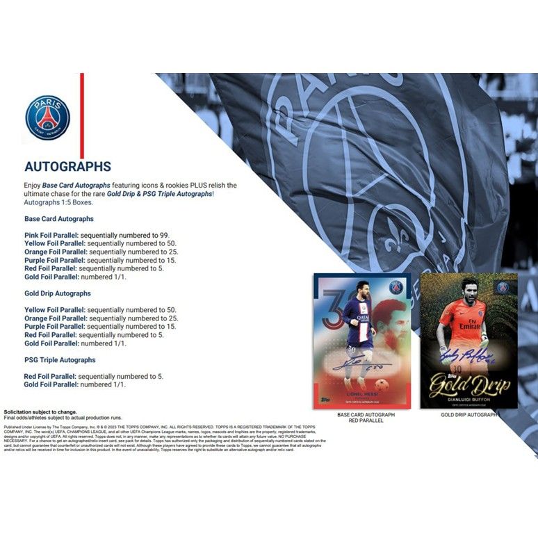 Topps 2022-23 Paris Saint Germain Team Set Sealed Box (Preorde ...