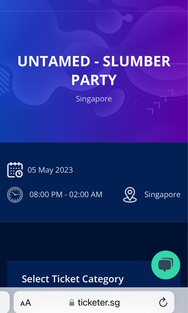 Untamed - male ticket - slumber party at AMK major 99 - 5th May ...