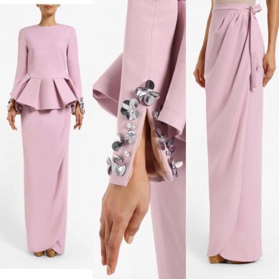 Woo/Fiziwoo Pastel Pink Kebaya Halia, Women's Fashion, Muslimah Fashion ...