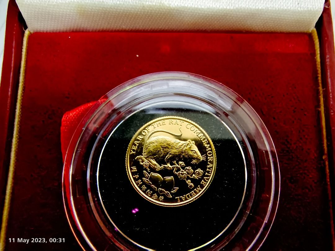 1996 Year of the Rat Commemorative 916 Gold Medal (by Pobjoy Mint ...