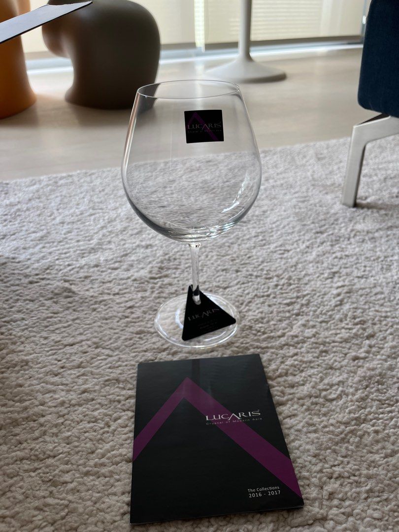 6 x Lucaris Burgundy crystal wine glass, Furniture & Home Living ...