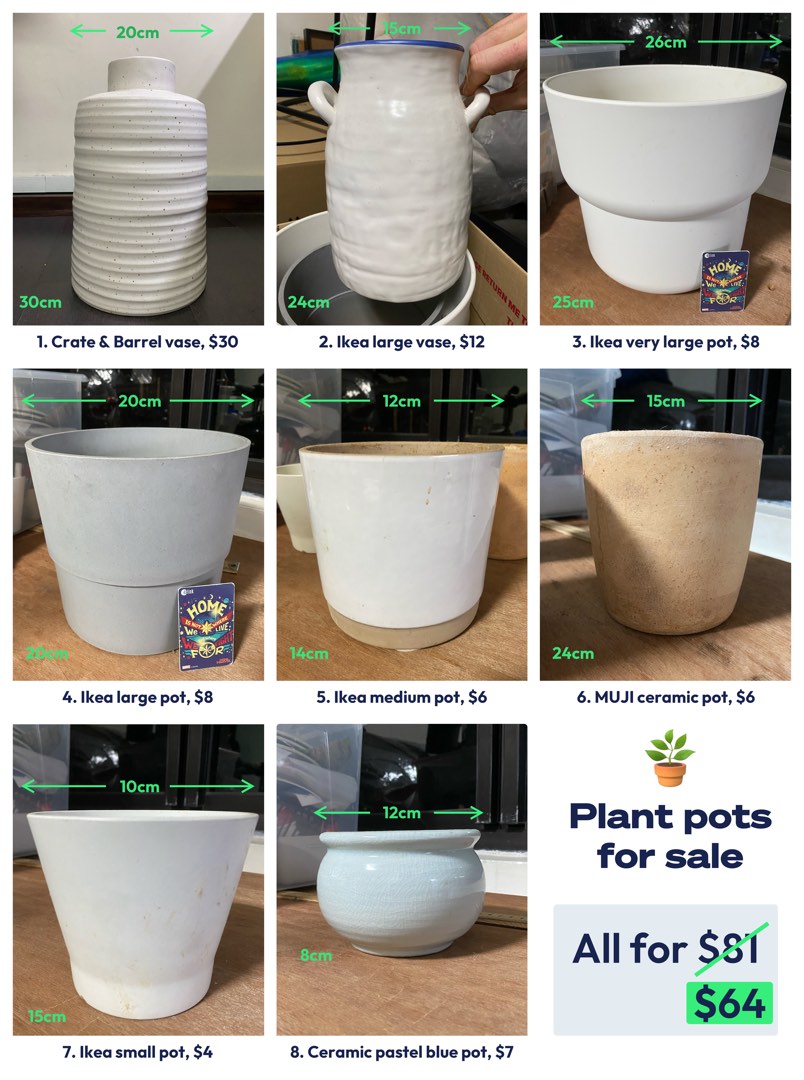 8 pots & vases from Crate&Barrel, MUJI & Ikea, Furniture & Home Living ...