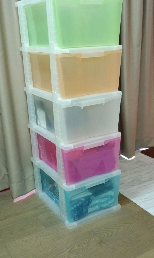 ALGO plastic stocker 5 tier drawers storage cabinet, Furniture & Home ...
