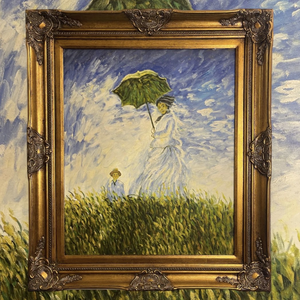 Antique Big Oil Painting Claude Monet “Woman With a Parosol Madame ...