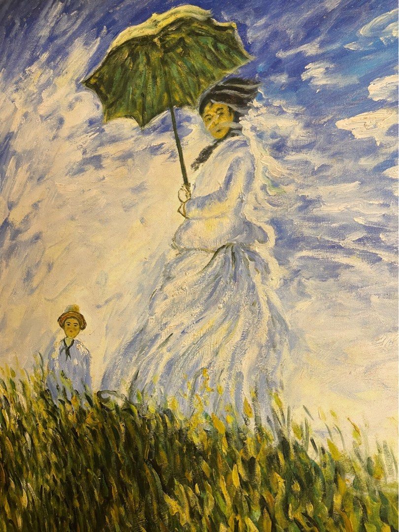 Antique Big Oil Painting Claude Monet “Woman With a Parosol Madame ...